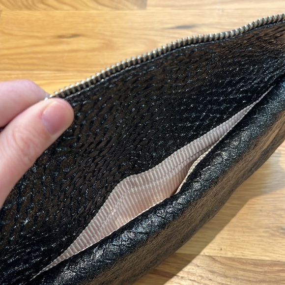 Laura Merkin | Bags | Laura Merkin Metallic Navysilver Sparkle Zipper ...